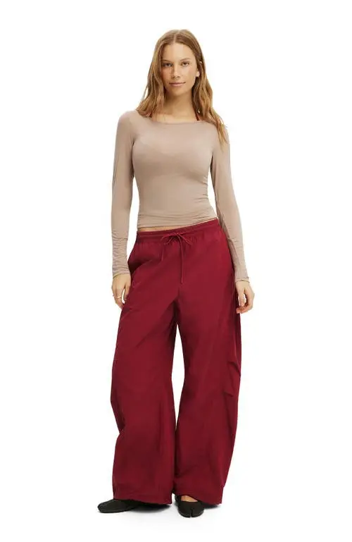Cotton:on Active Sheer Boat Neck Longsleeve - Latte