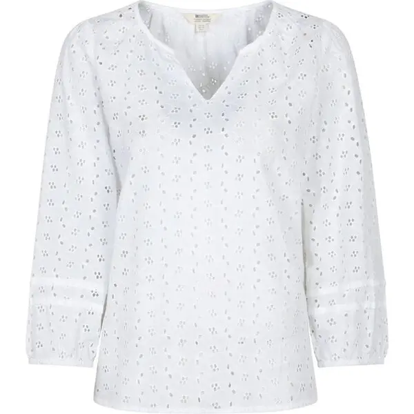 Mountain Warehouse Broderie Lightweight 3/4 Sleeve Casual Shirt - White