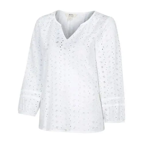 Mountain Warehouse Broderie Lightweight 3/4 Sleeve Casual Shirt - White