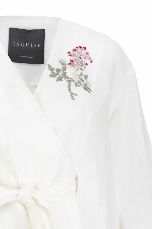 EXQUISE Elisa Belted Embroidered Jacket