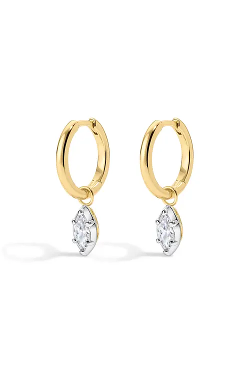ELECTRIC PICKS Windsor Hoops With Marquise Stone Drop - Gold