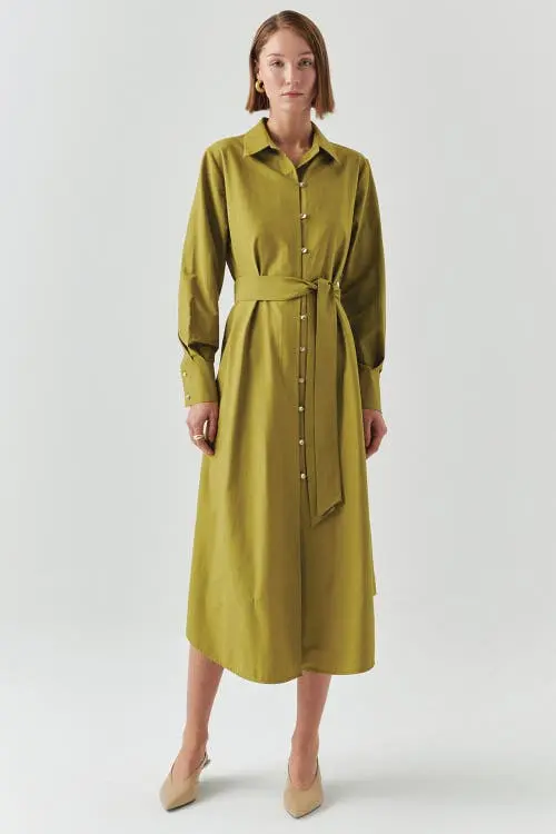 EXQUISE Mckinley Midi Shirt Dress - Green