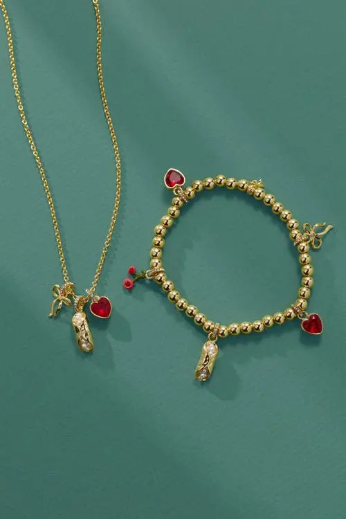 ALEX AND ANI There Cannoli Be You' Bow & Heart Multi Charm Cluster Necklace