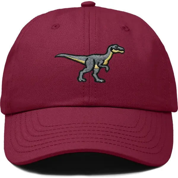 DALIX Velociraptor Embroidered Cotton Twill Baseball Cap - Maroon