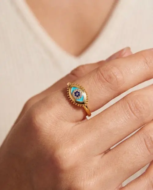 ALEX AND ANI Healing Stone Evil Eye Ring