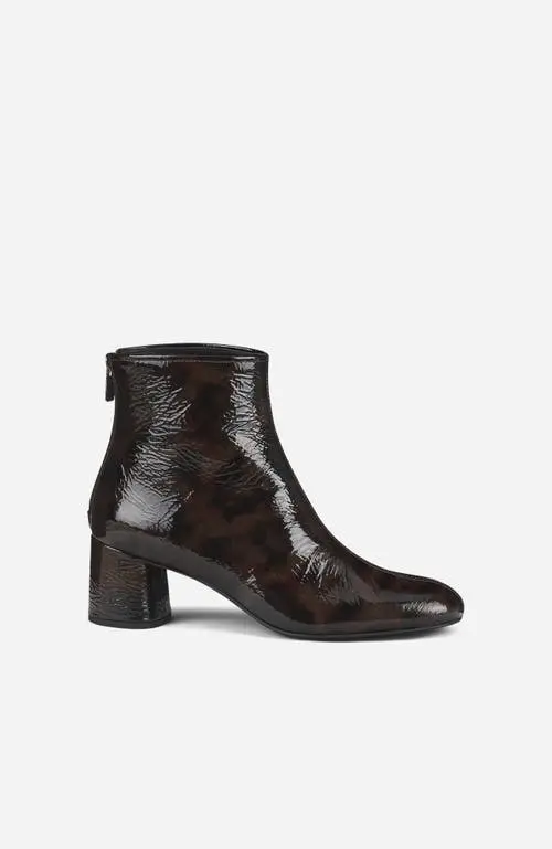 Agl Olga Patent Leather Ankle Boot With Heel - Leaden