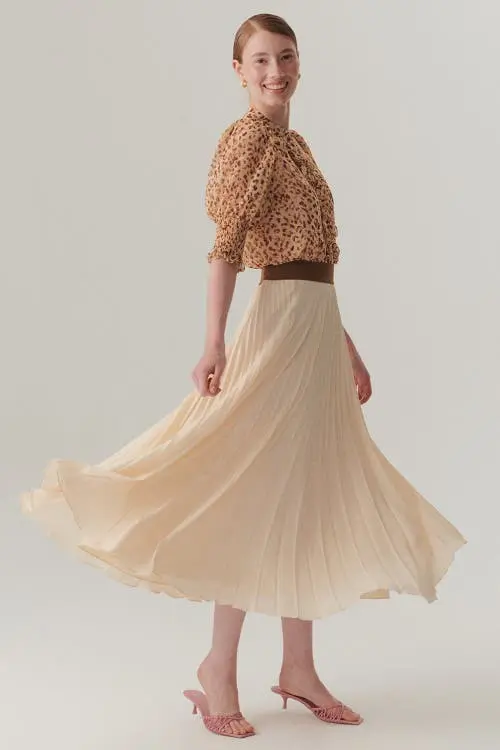 EXQUISE Diana Pleated Midi Skirt