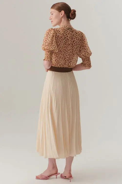EXQUISE Diana Pleated Midi Skirt