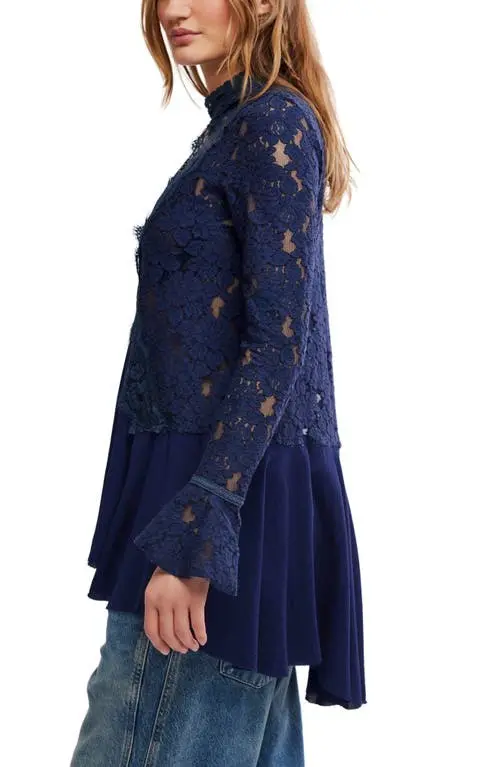 Free People First Crush Lace Tunic - Deeper Iris