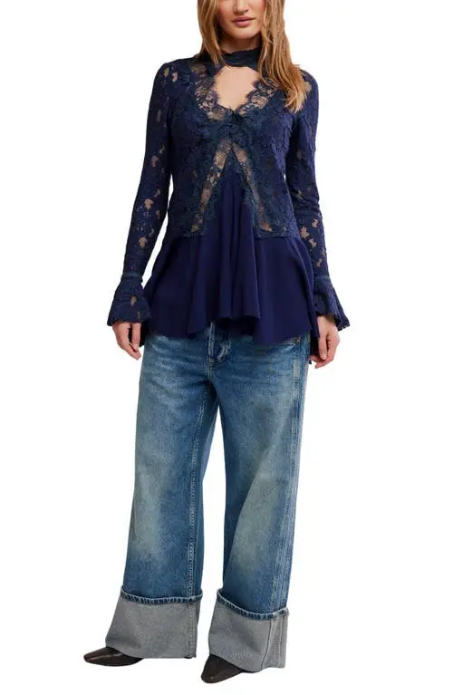 Free People First Crush Lace Tunic - Deeper Iris
