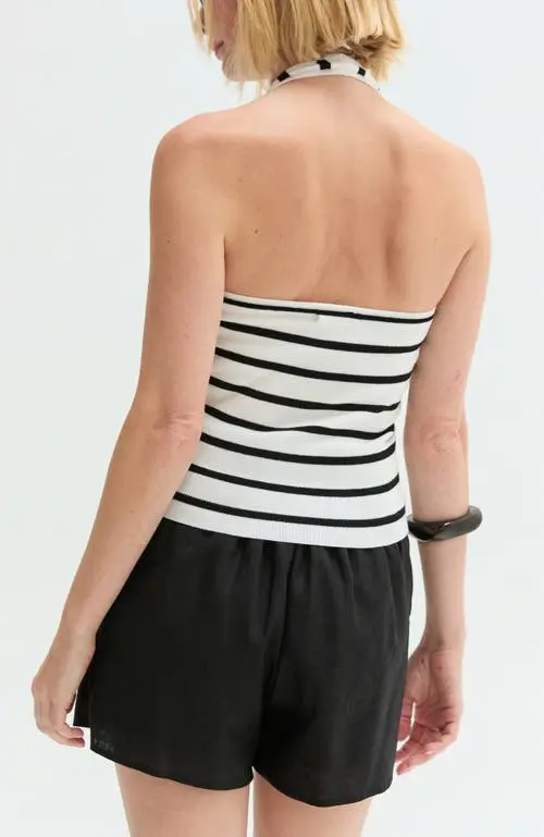 CRESCENT Halter Stripe Knit Top