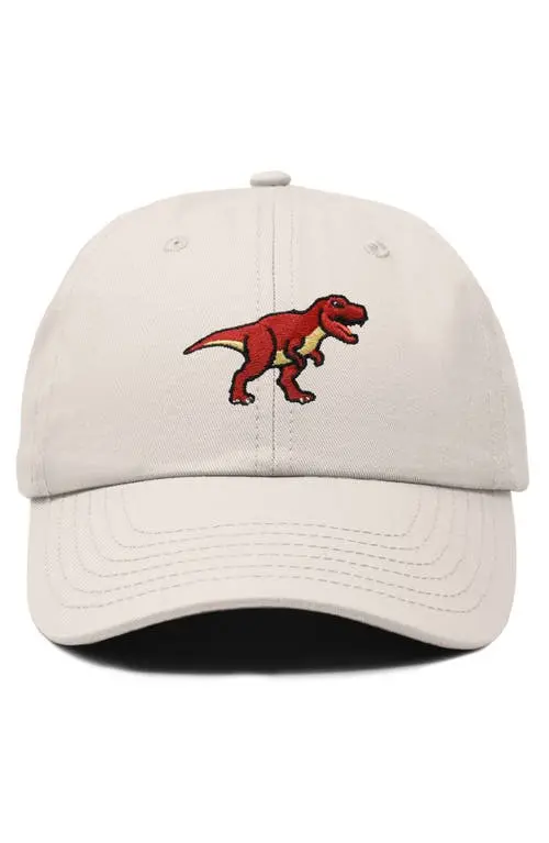DALIX Embroidered T-rex Dad Cap - Beige