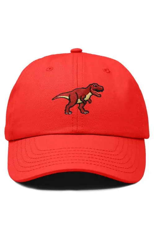 DALIX Embroidered T-rex Dad Cap - Red