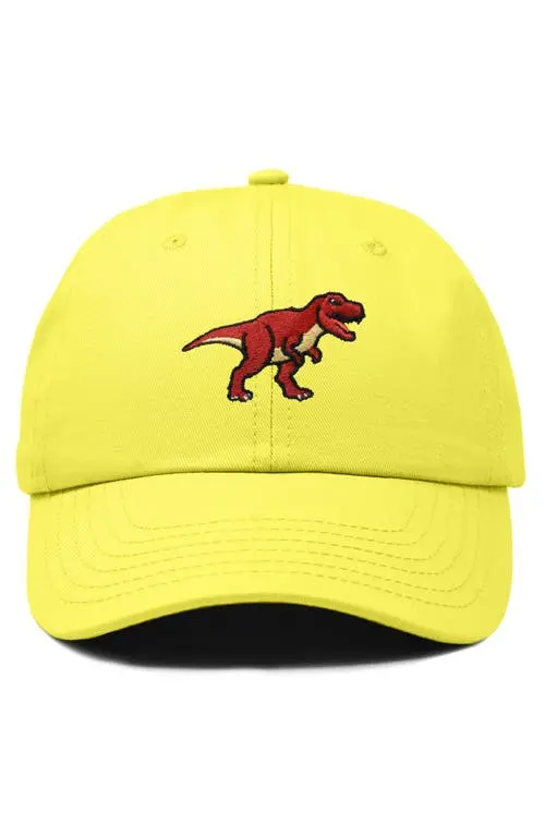DALIX Embroidered T-rex Dad Cap - Yellow