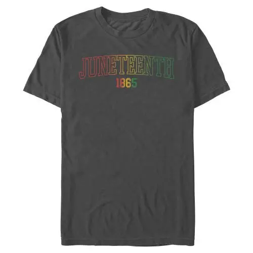 LOST GODS Juneteenth 1865 Retro Gradient Short Sleeve Graphic T-shirt - Charcoal