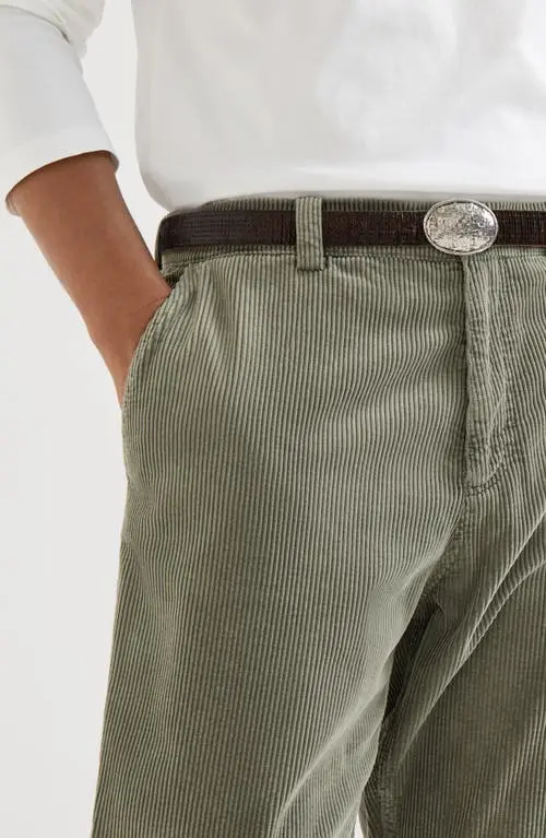 Brunello Cucinelli Garment-dyed Cotton Corduroy Trousers - Military