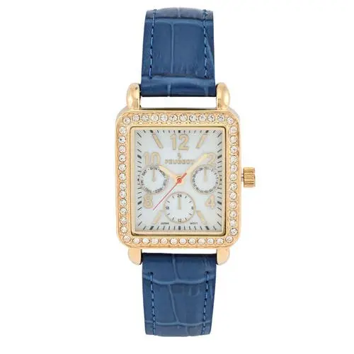 PEUGEOT European Crystal Square Tank Watch 35x30mm - Blue