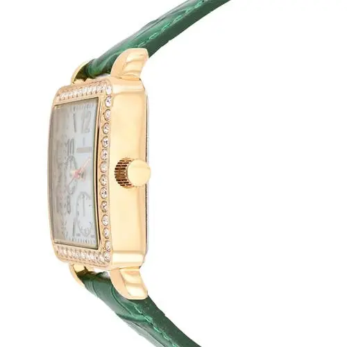 PEUGEOT European Crystal Square Tank Watch - Green