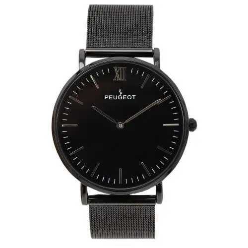 PEUGEOT Ultra-slim Minimalist Watch - Mesh-black