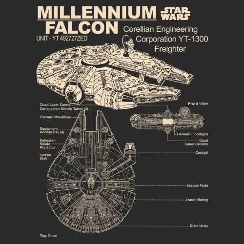STAR WARS: A NEW HOPE Corellian Freighter Short Sleeve Graphic T-shirt