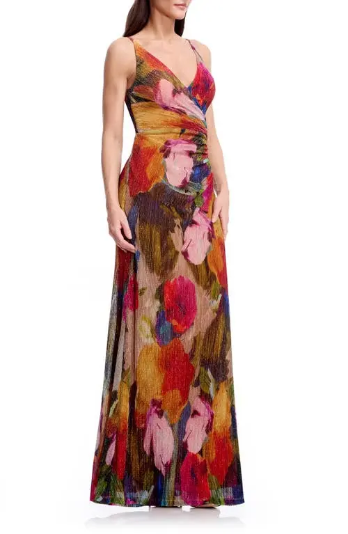 Dress The Population Jordan Floral Metallic Gown