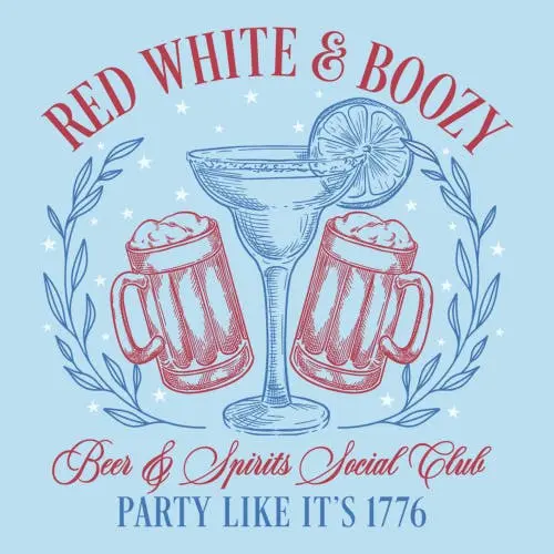 LOST GODS Red White And Boozy Party Graphic T-shirt
