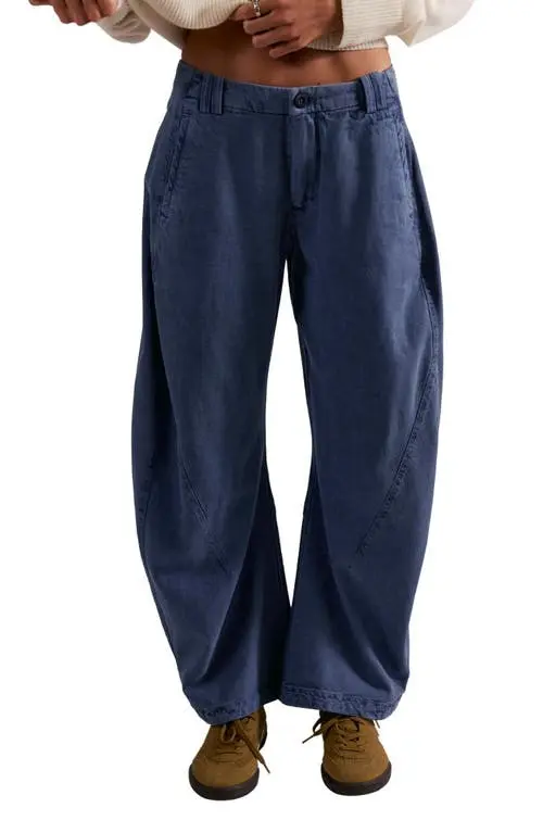 Free People Spotlight Washed Barrel Leg Trousers - Flint Stone