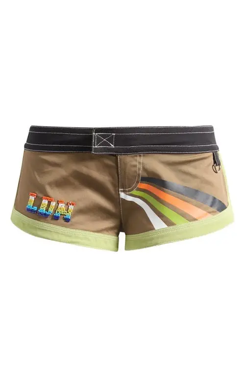 JADED LONDON Beaded Graphic Micro Board Shorts