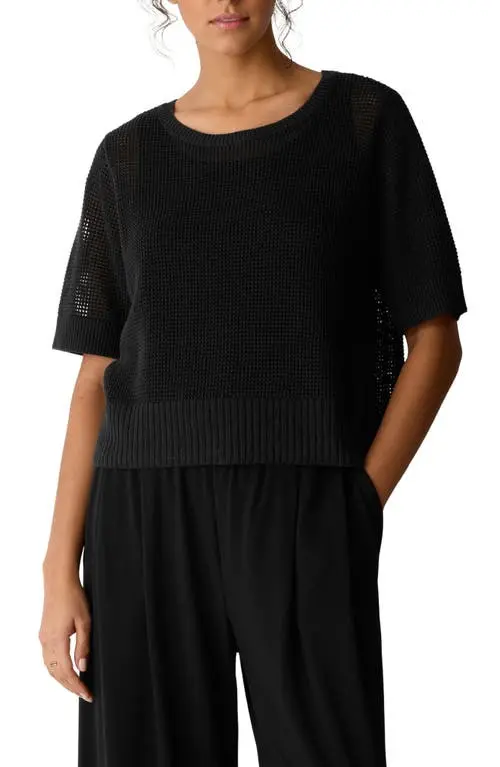 Eileen Fisher Waffle Knit Sweater - Black