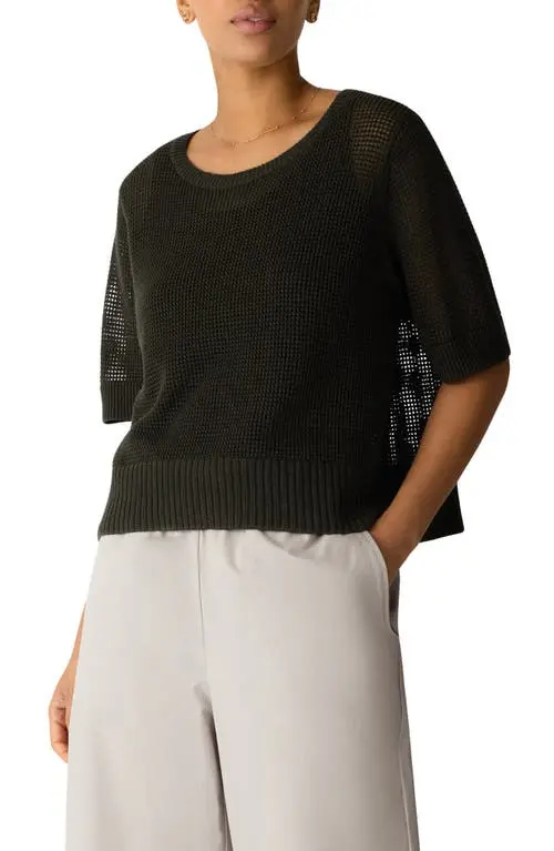 Eileen Fisher Waffle Knit Boxy Sweater - Seaweed