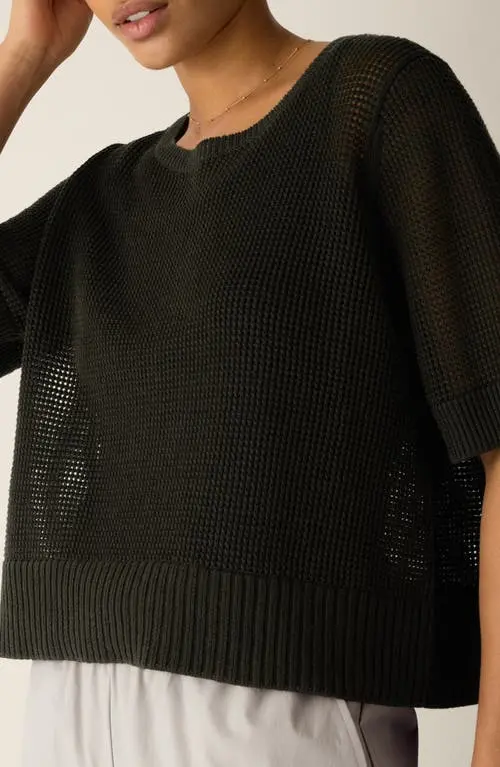 Eileen Fisher Waffle Knit Boxy Sweater - Seaweed
