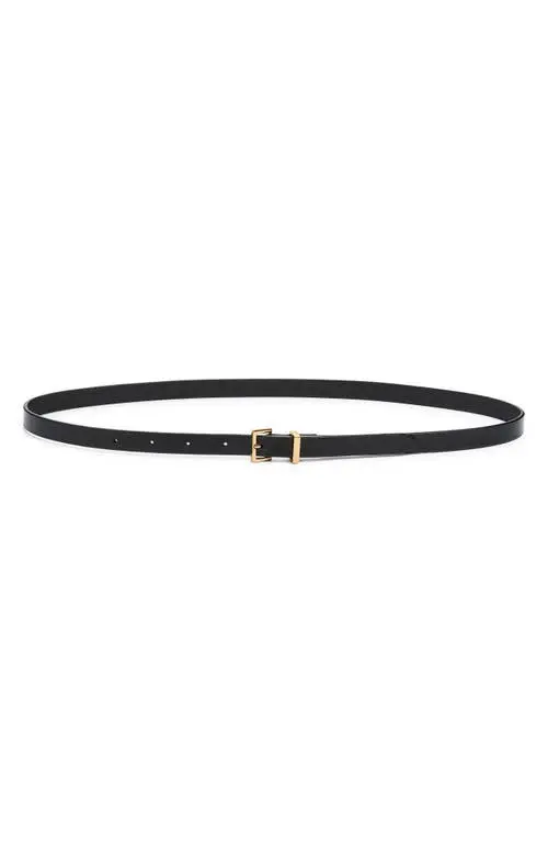 FRAME Petite Square Buckle Skinny Leather Belt - Black