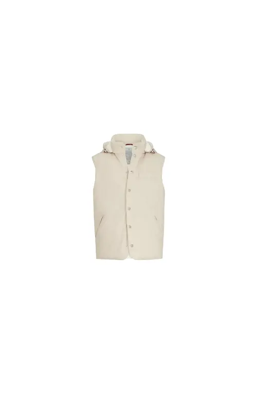Brunello Cucinelli Bonded Wool Flannel Down Vest With Detachable Hood