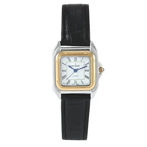 PEUGEOT Slim Leather Tank Watch 36mm - Black