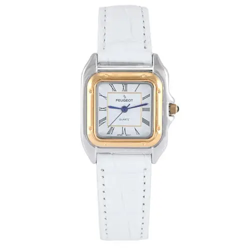 PEUGEOT Slim Leather Tank Watch 36mm - White