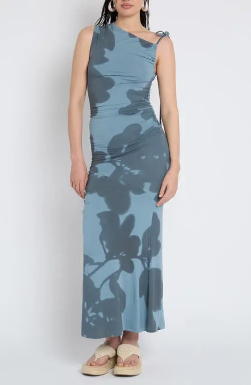 MUSE ASSEMBLY Placement Print Ruched Side Maxi Dress