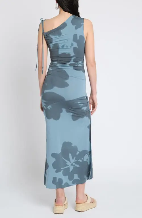 MUSE ASSEMBLY Placement Print Ruched Side Maxi Dress