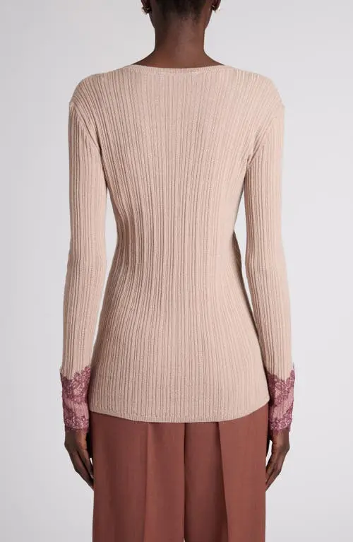 Valentino Garavani Lace Trim Cashmere Sweater