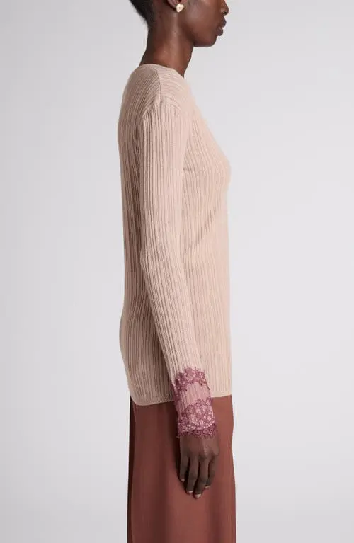 Valentino Garavani Lace Trim Cashmere Sweater