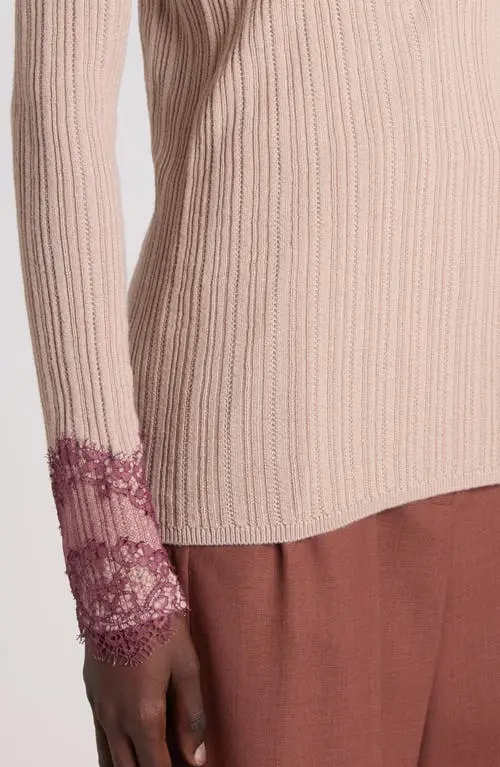 Valentino Garavani Lace Trim Cashmere Sweater