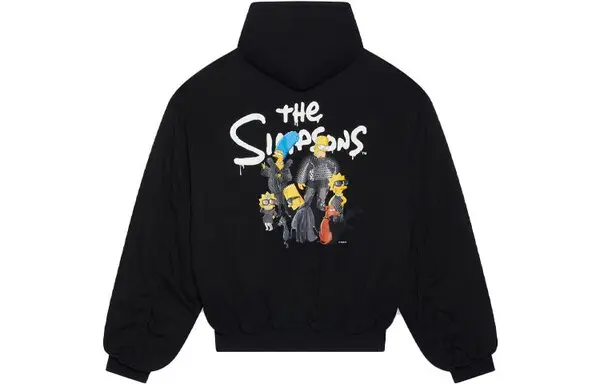 Balenciaga X The Simpsons Padded Bomber Hoodie - Black