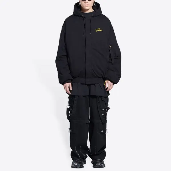 Balenciaga X The Simpsons Padded Bomber Hoodie - Black
