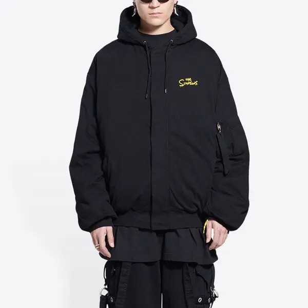 Balenciaga X The Simpsons Padded Bomber Hoodie - Black