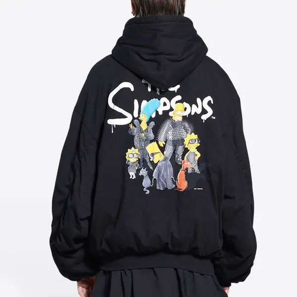 Balenciaga X The Simpsons Padded Bomber Hoodie - Black