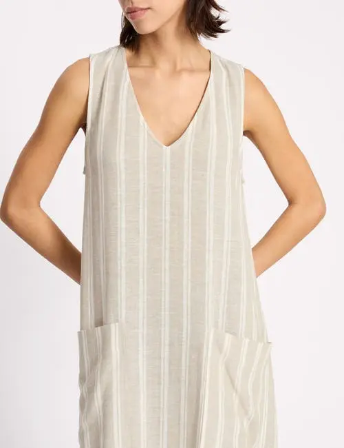 ALBARAY V-neck Stripe Maxi Dress