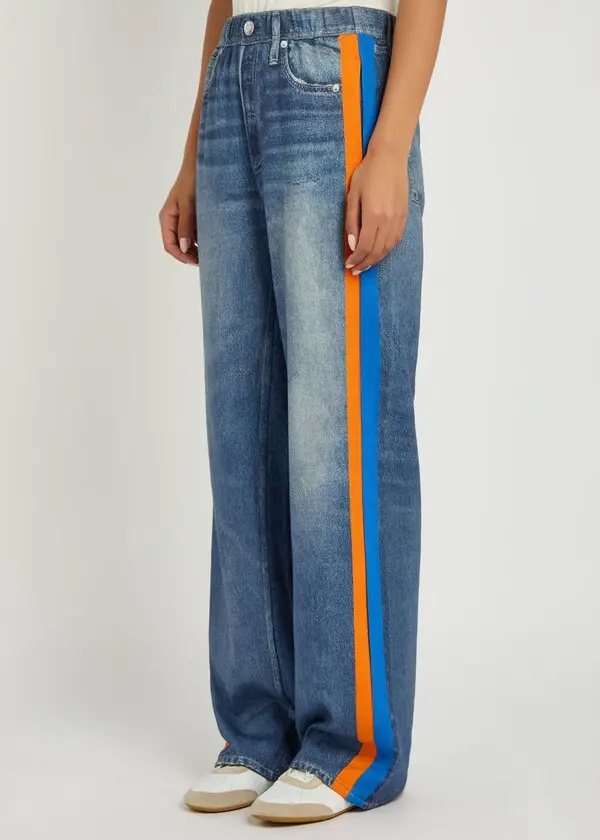 Rag & Bone Striped Denim-print Cotton Track Pants