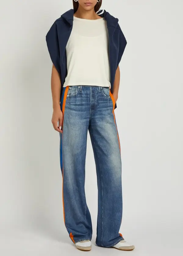 Rag & Bone Striped Denim-print Cotton Track Pants