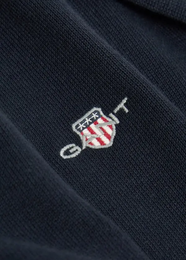 Gant Logo-embroidered Quarter-zip Cotton Jumper