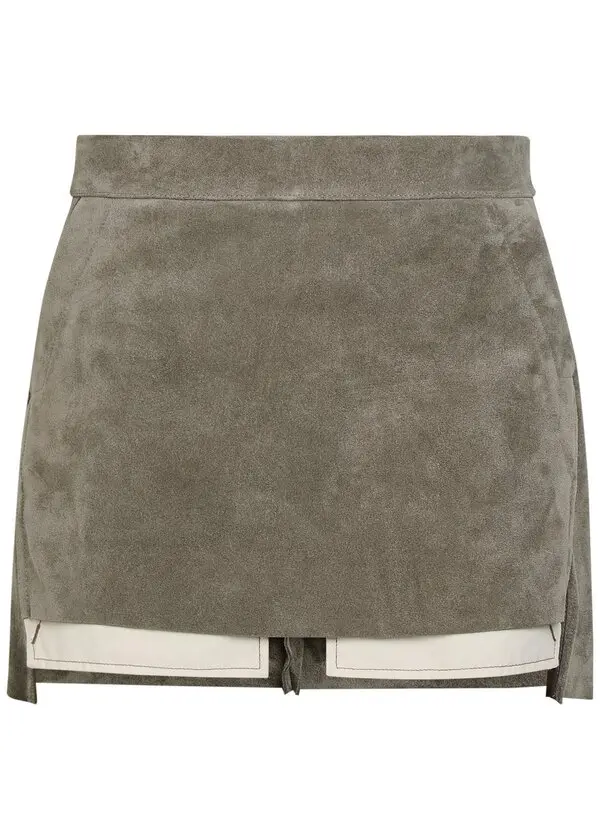Rick Owens Fog Suede Mini Skirt - Light Grey