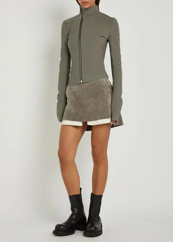 Rick Owens Fog Suede Mini Skirt